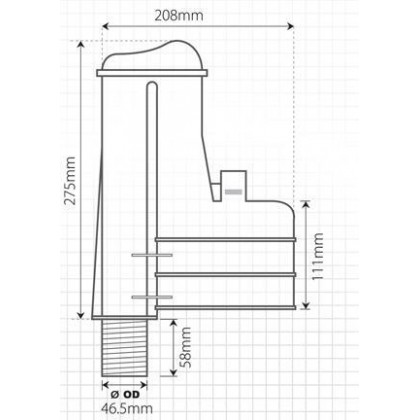PLASTIC CISTERN SIPHON SQUARE TECHPLAS