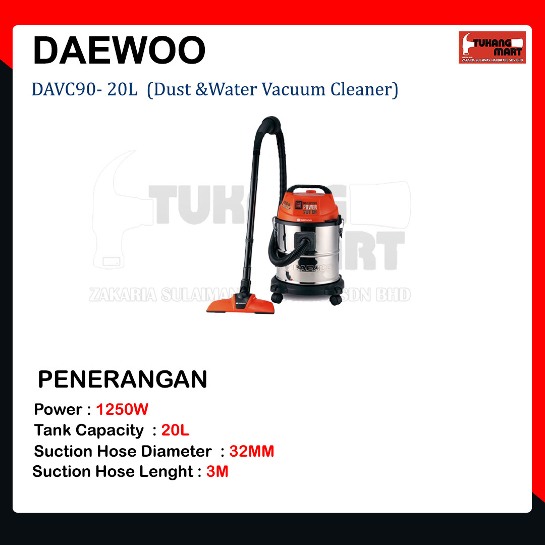 DAVC90-20L DAEWOO VACUUM CLEANER - 20 LITER 1250W