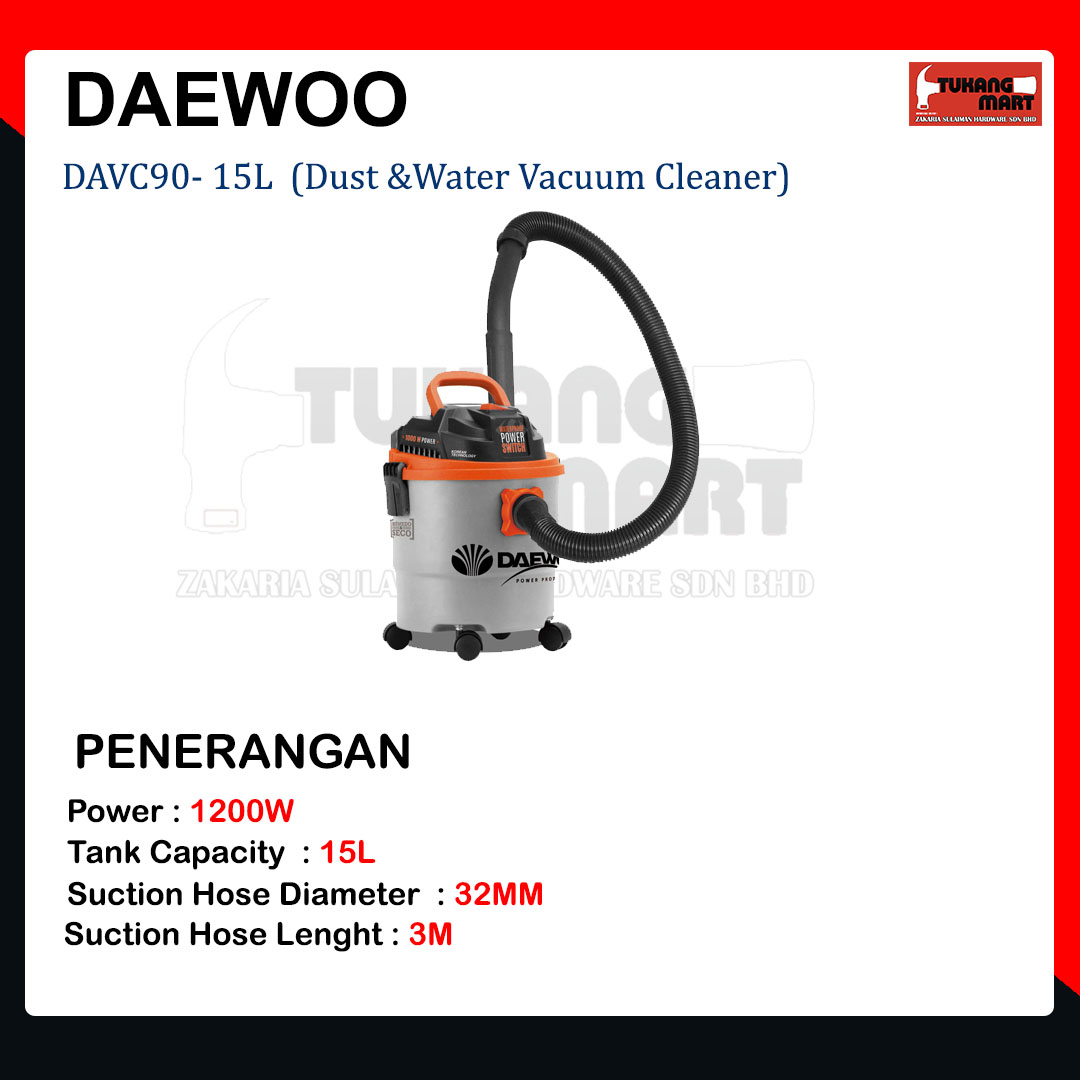 DAVC90-15L DAEWOO VACUUM CLEANER 15 LITERS 1000W